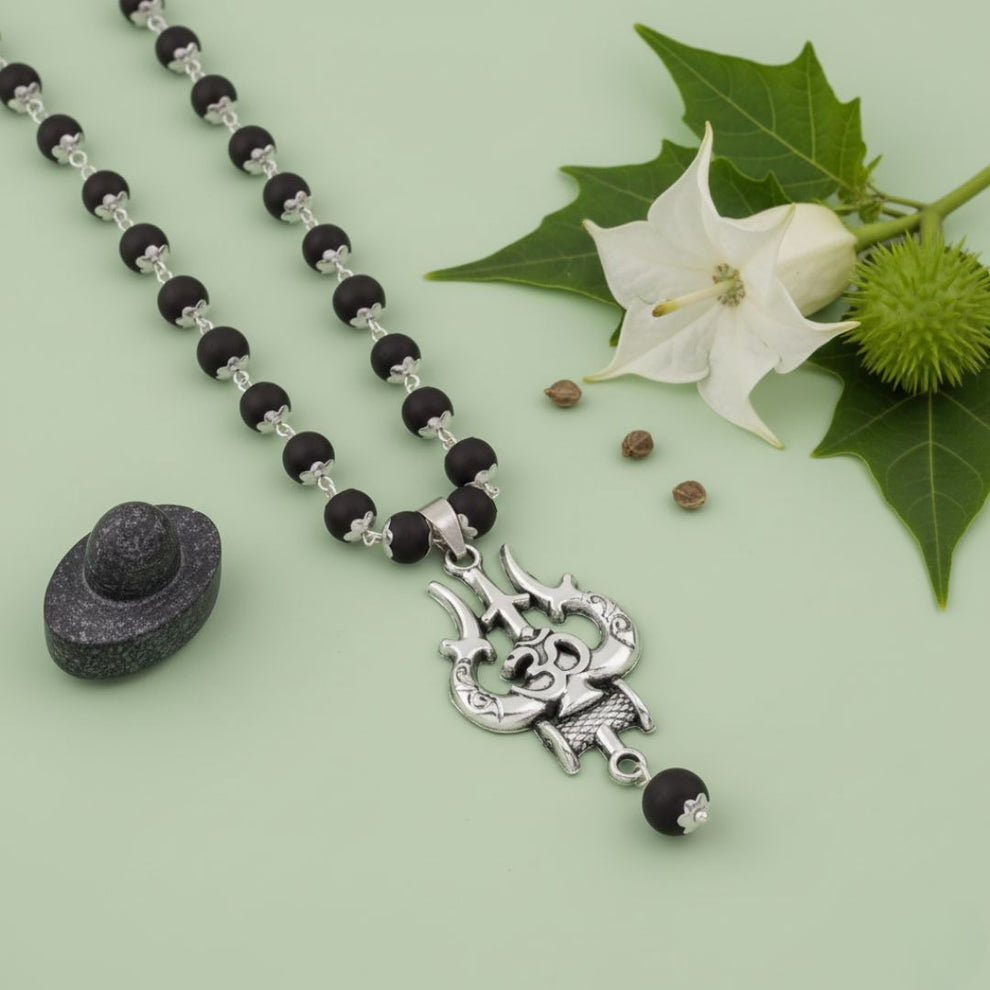 OM Shiva Trishool Karungali Mala – Divine Protection Beads